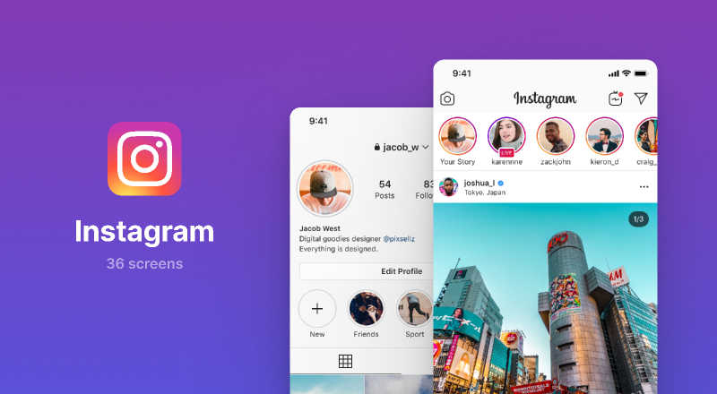 Instagram UI Screens - Ui4free.com Instagram UI Screens - Ui4free.com