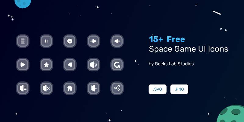 15+ Free Space Game UI Icons figma | UI4Free