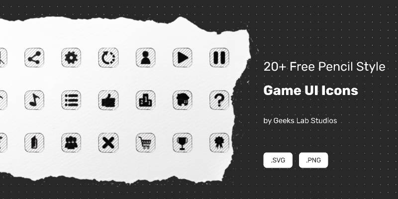 20+ Free Pencil Style Game UI Icons figma | UI4Free