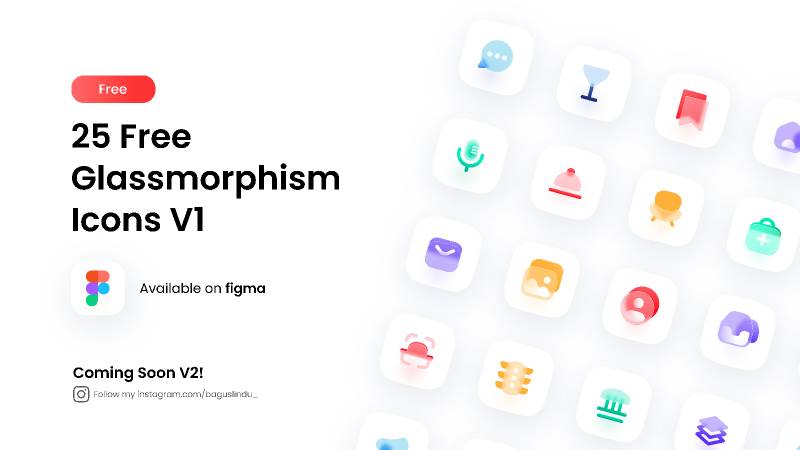25 Icons Free Glassmorphism Figma Template | UI4Free