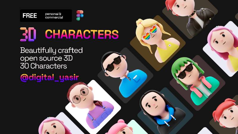 30 3D Characters Figma Illustrations | UI4Free