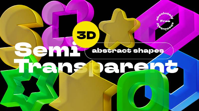 3d abstract semitransparent shapes figma template - Ui4free.com