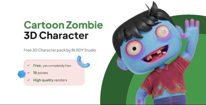3D Cartoon Zombie Figma Free Download | UI4Free