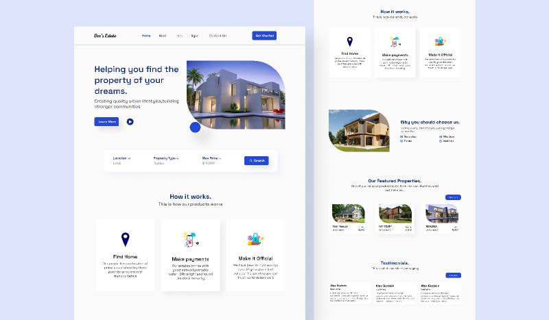 A real estate landing page figma website template | UI4Free