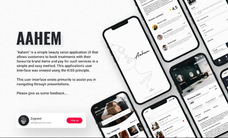 Aahem Beauty Salon Figma Mobile Template | UI4Free