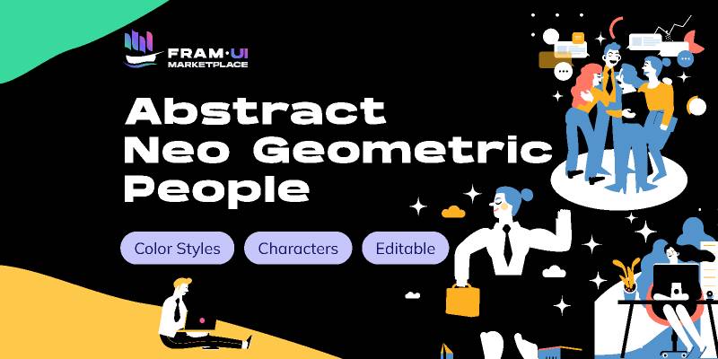 Abstract Neo Geometric Illustrations - Free Pack Figma Template | UI4Free
