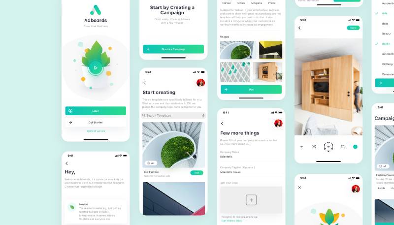Adborads digital billboard figma mobile ui kit | UI4Free
