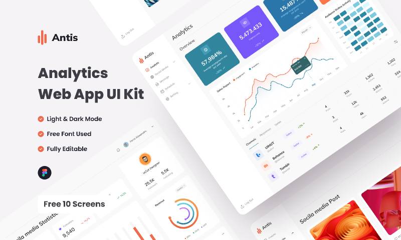 Analytics Web App UI Kit Figma Website Template | UI4Free