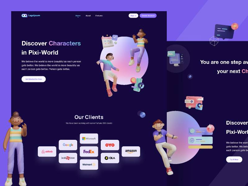 Animated 3D Figma landing Page | UI4Free