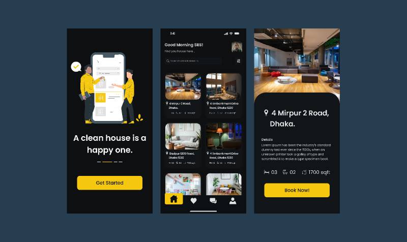 Apartments Rent App Design Figma Template | UI4Free