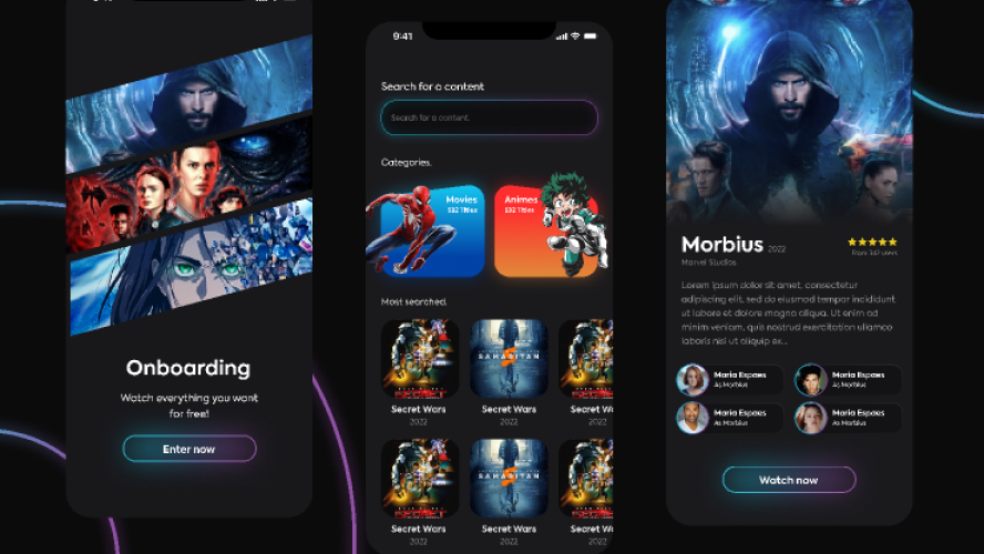 Figma Movie Mobile App UI Design - Ui4free.com