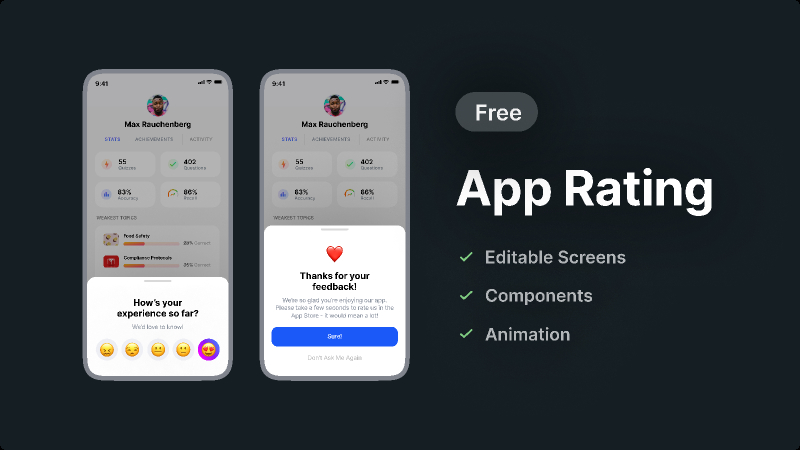 App Ratings Animation & Components Figma Free Download | UI4Free