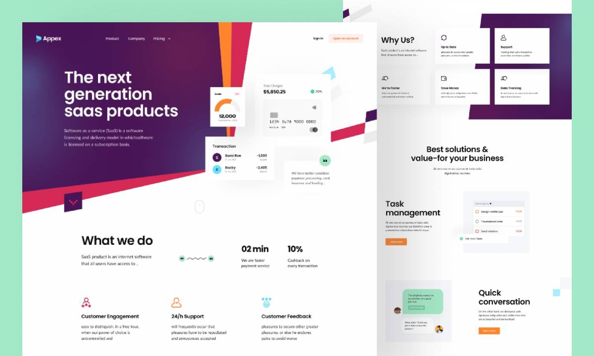 Appex Software Landing Page Design | UI4Free