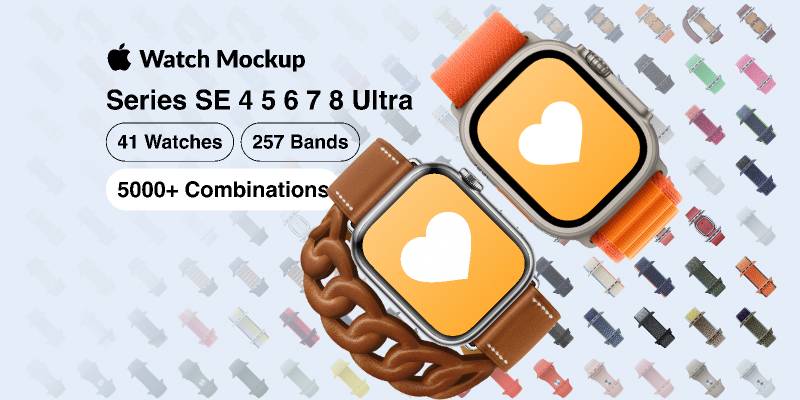 Apple Watch Mockup Series SE, 4, 5, 6, 7, 8, & Ultra Figma Ui Kit | UI4Free
