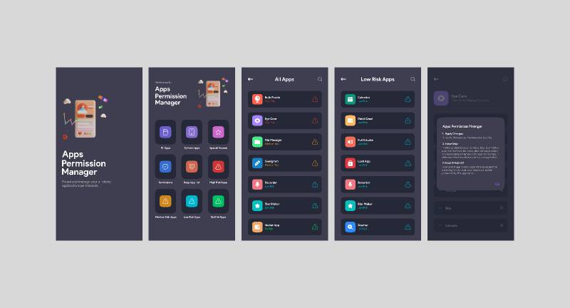 Apps Permission Manager 2 Dark Figma Ui Kit | UI4Free