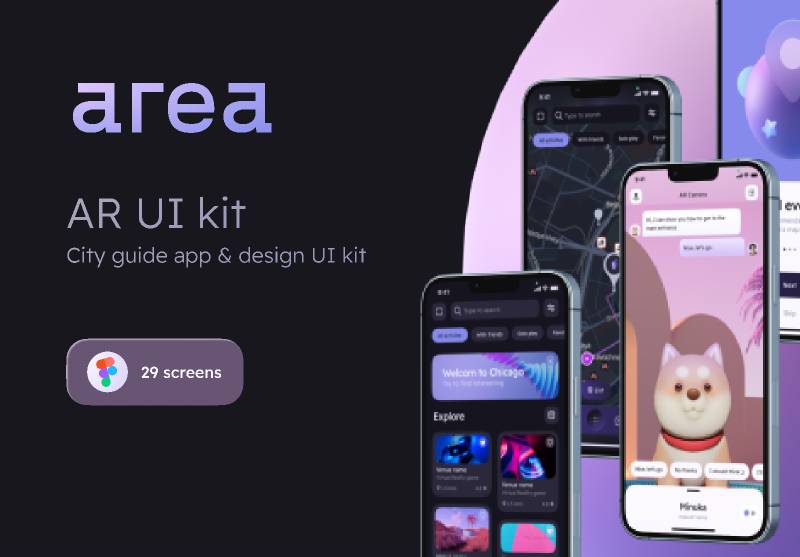 AREA – AR city guide UI kit Figma Mobile Template | UI4Free