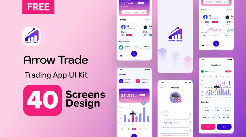 Arrow Trade Free Trading Figma UI Kit | UI4Free