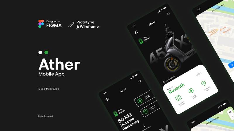 Ather App - eBike Application Figma Mobile Template | UI4Free Ather App - eBike Application Figma Mobile Template | UI4Free