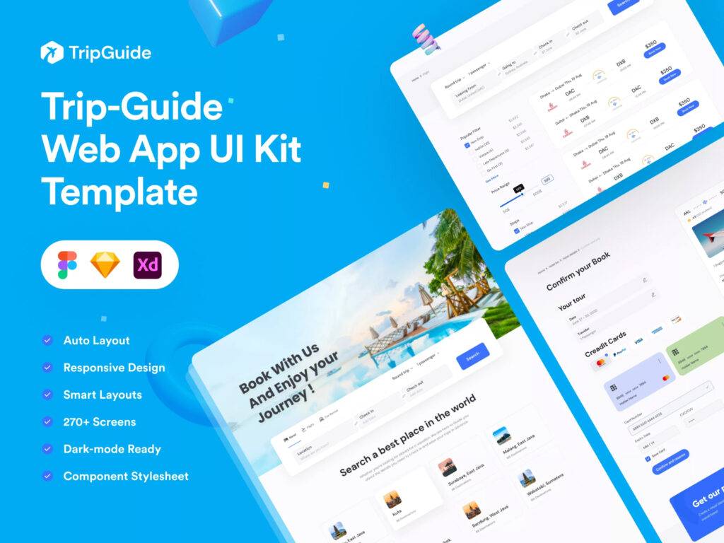 Best Travel Booking Web App UI Kit | UI4Free