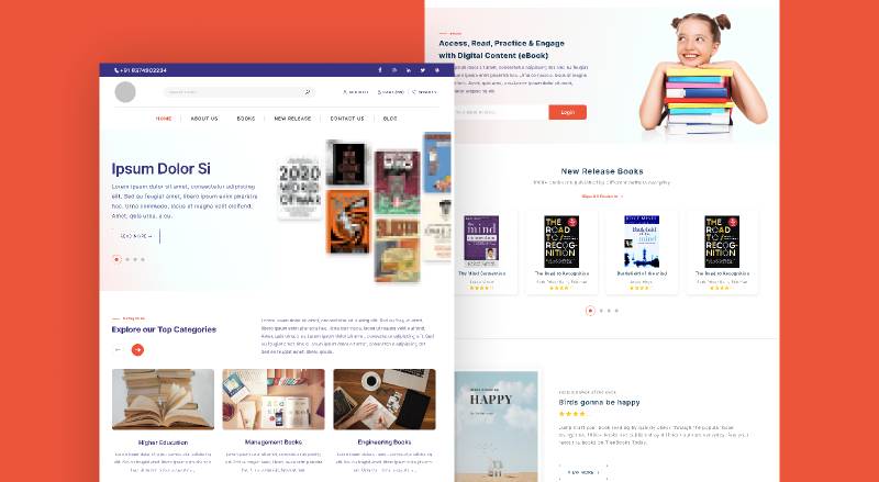 Book store figma website template | UI4Free
