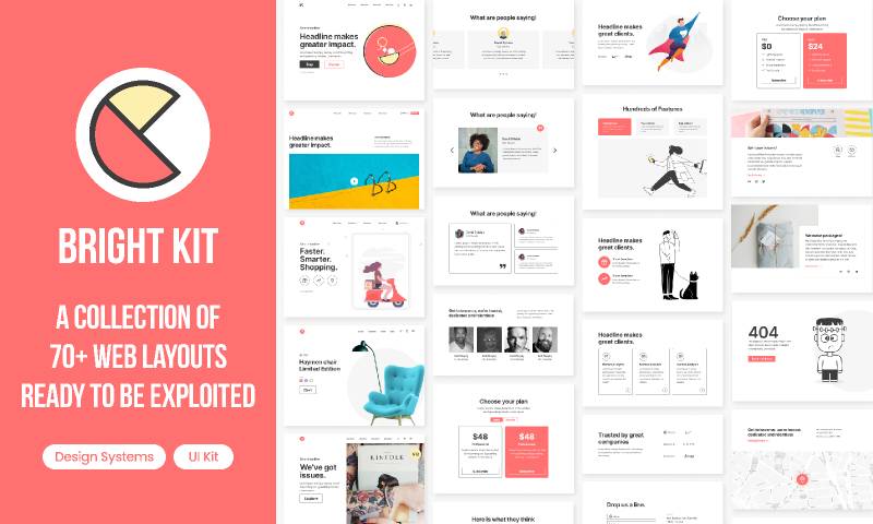 Bright UI Kit (Design Systems with Bootstrap Grid) Figma Template | UI4Free
