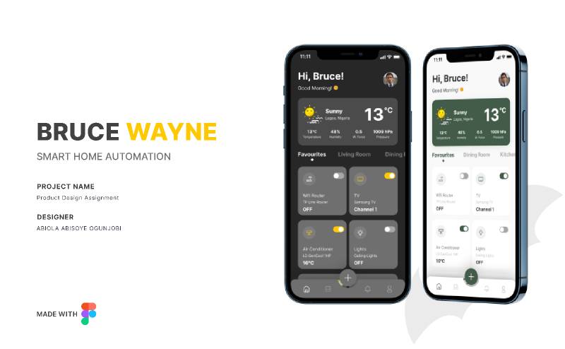 Bruce Wayne Smart Home Application Figma Template | UI4Free