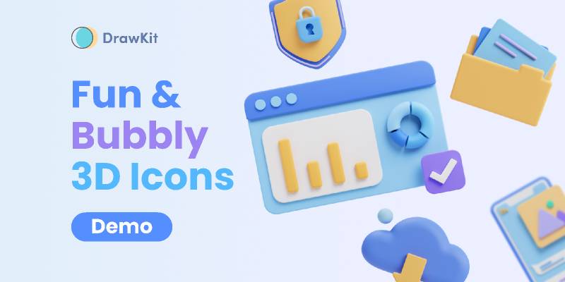 Bubbly Tech & UI 3D Icons & Illustrations Figma Template | UI4Free