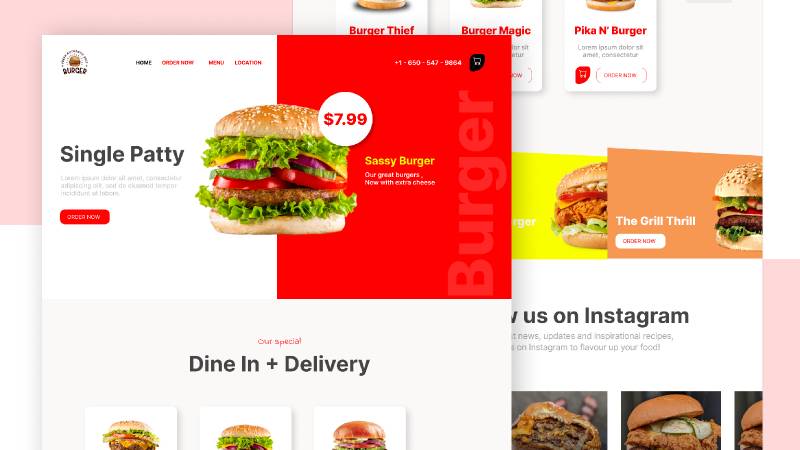 Burger Company - Website UI Figma Template | UI4Free