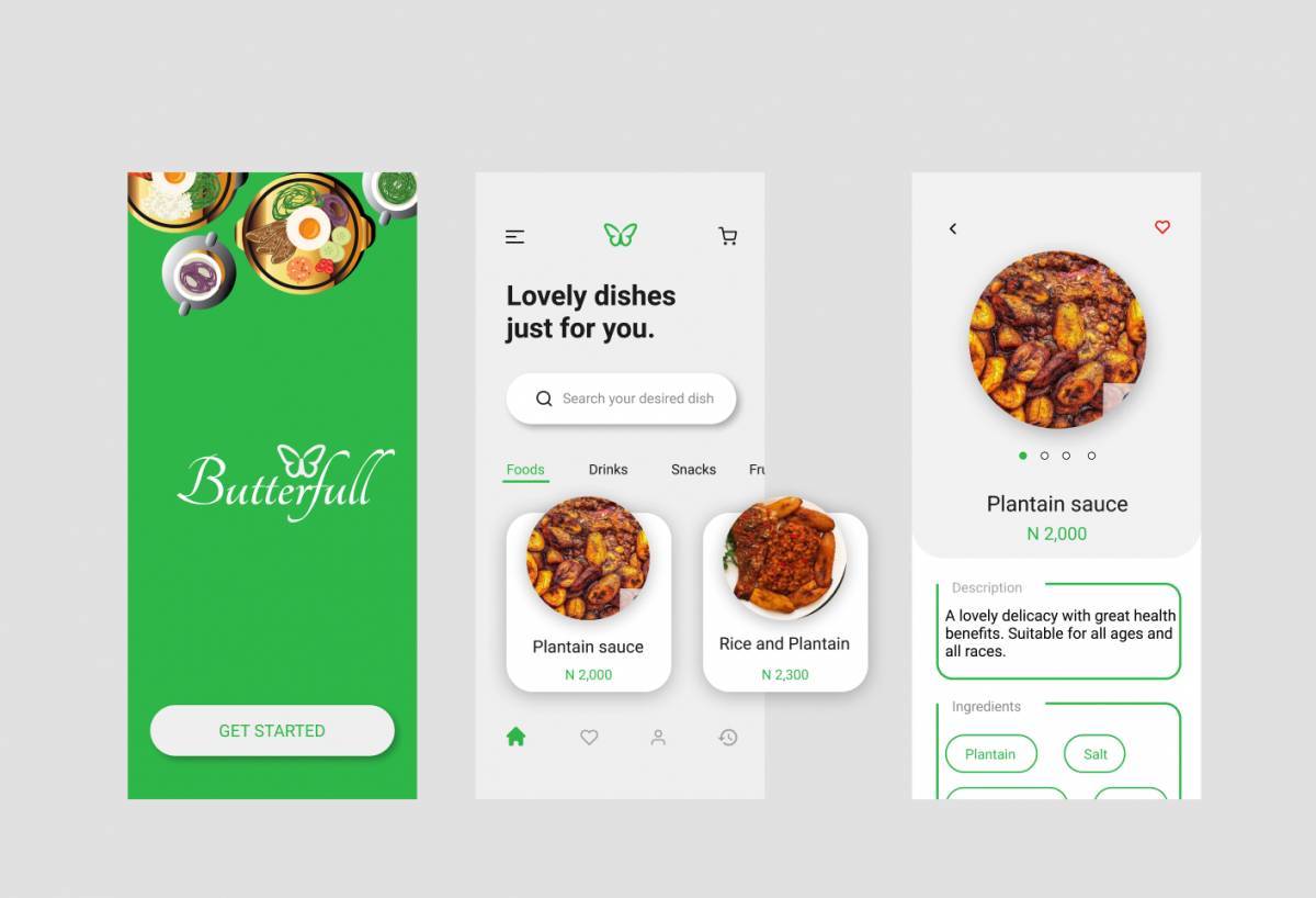 Butterfull Food App Figma Template | UI4Free