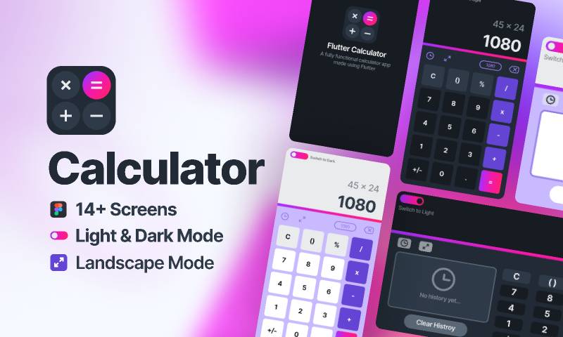 Calculator App Ui Kit With Dark Mode Figma Mobile Template Ui4free 0375