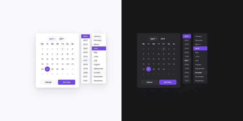 Calendar Component figma | UI4Free