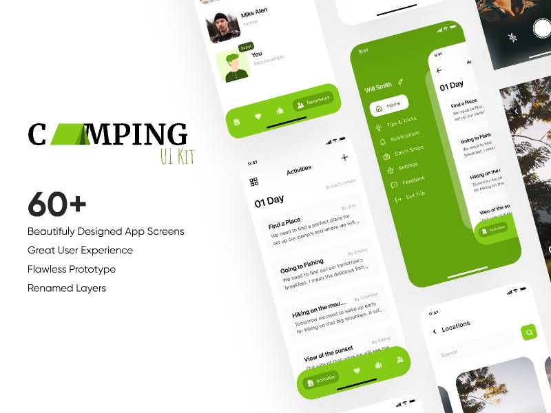 Camping Mobile App UI Kit Figma Resource | UI4Free