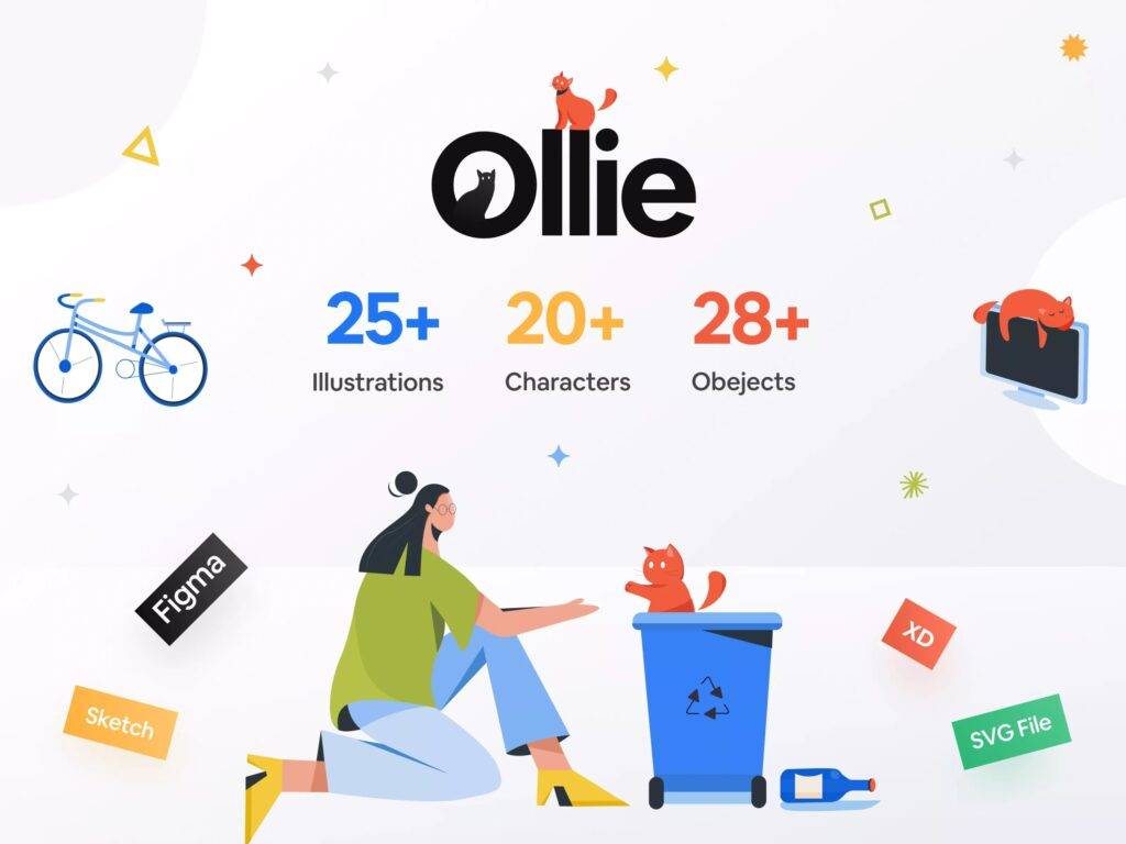 Cat Illustration Design Pack | UI4Free