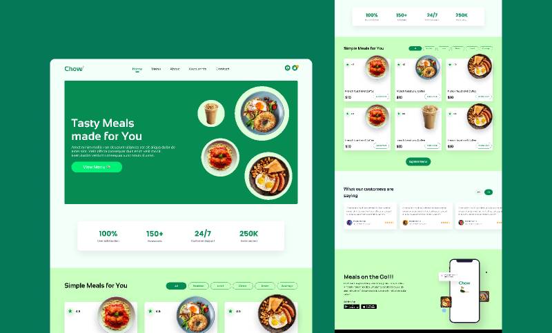 Chow Restaurant Figma Landing Page | UI4Free