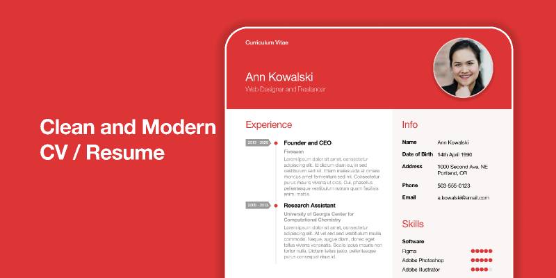 Clean CV / Resume Template | UI4Free
