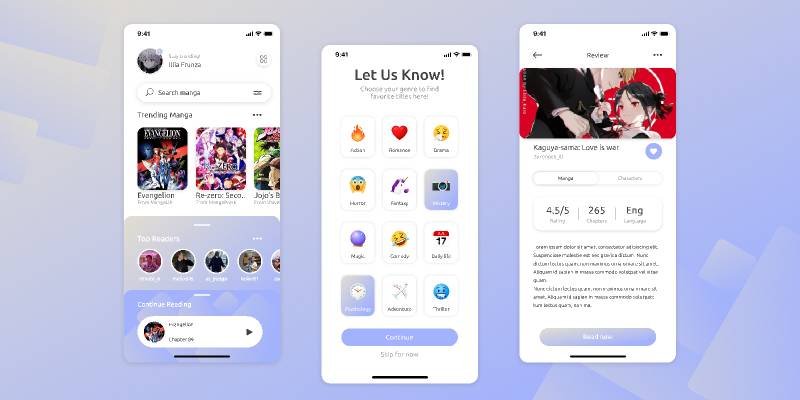 Comic Mobile App Figma Template | UI4Free