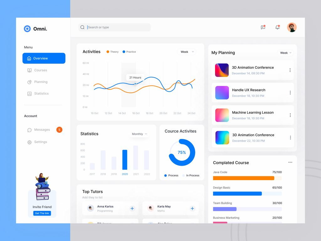 Course Dashboard UI Design | UI4Free