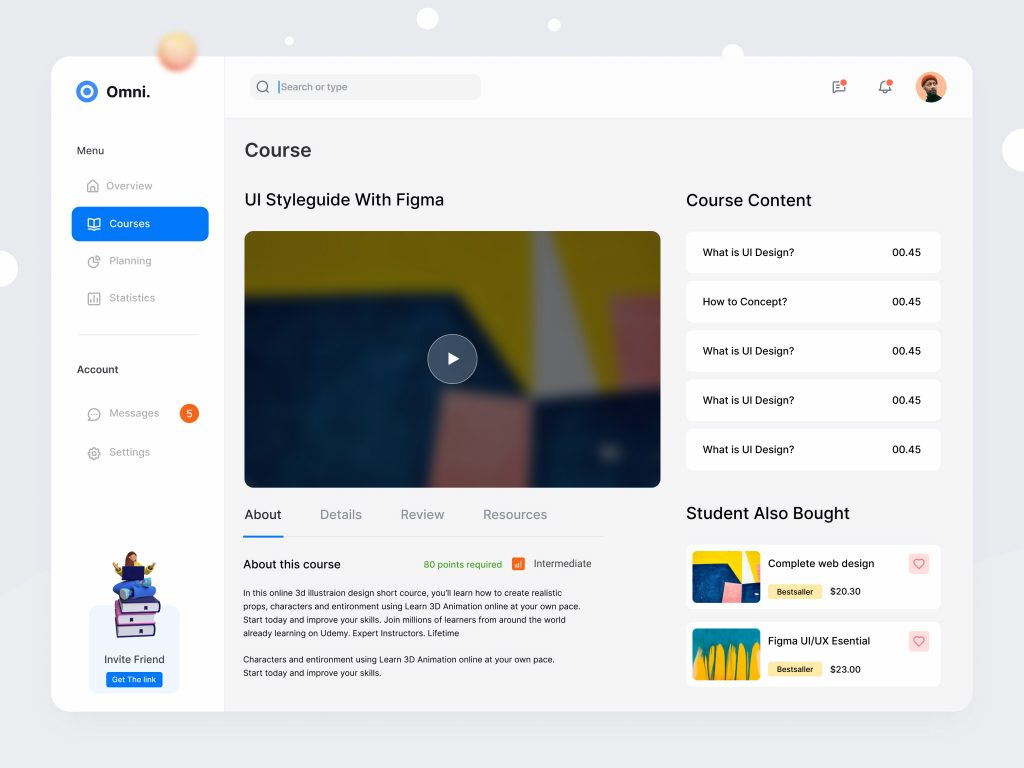 Course Details web page design | UI4Free