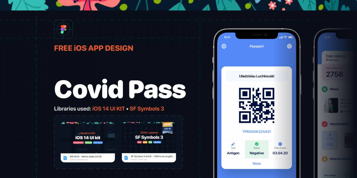 Covid Pass - iOS app Design Figma | UI4Free