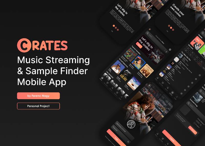 Crates - Music Streaming & Sample Finder App Figma Template | UI4Free