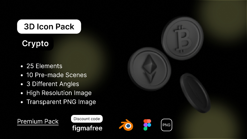 Crypto 3D Icon Pack Figma Free Template | UI4Free