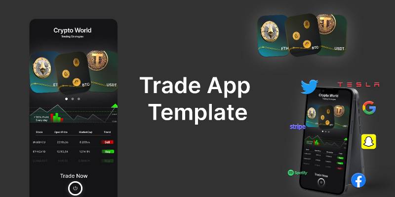 Crypto App Trade Mobile Template | UI4Free