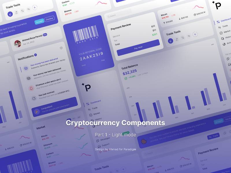 Crypto Component - Light Mode Figma Template | UI4Free