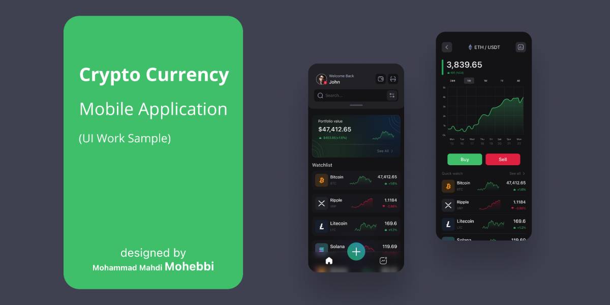 Crypto Currency Mobile App Figma Template | UI4Free