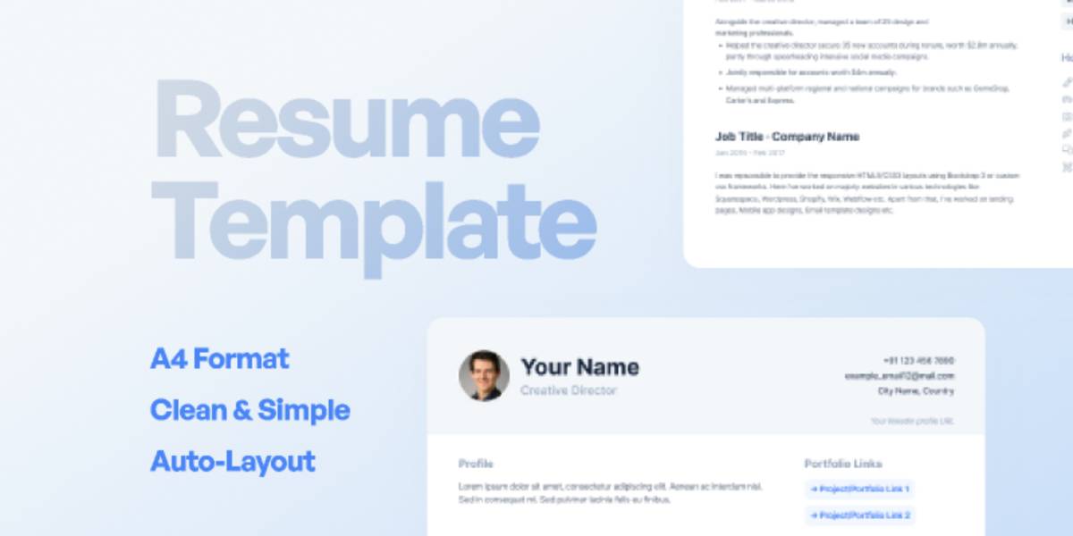 CV / Resume Template Figma Resource | UI4Free
