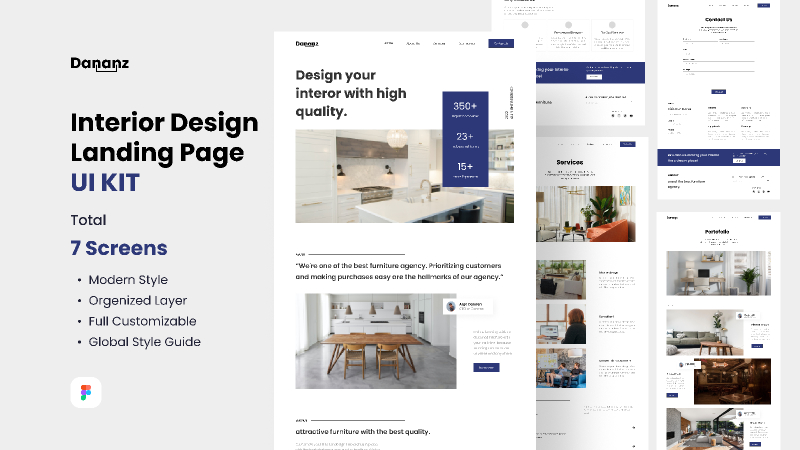Dananz - Interior Design Website UI Kit | UI4Free
