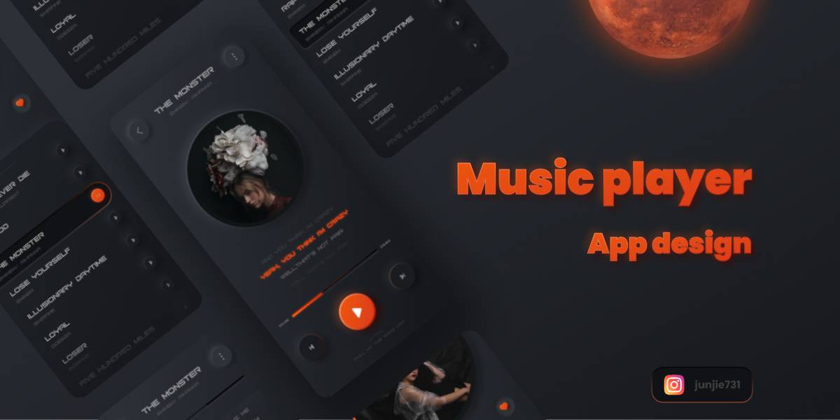 Dark mode music player App | UI4Free