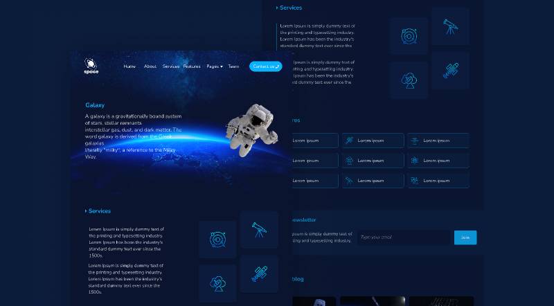 Dark mood Space Galaxy Website Template | UI4Free