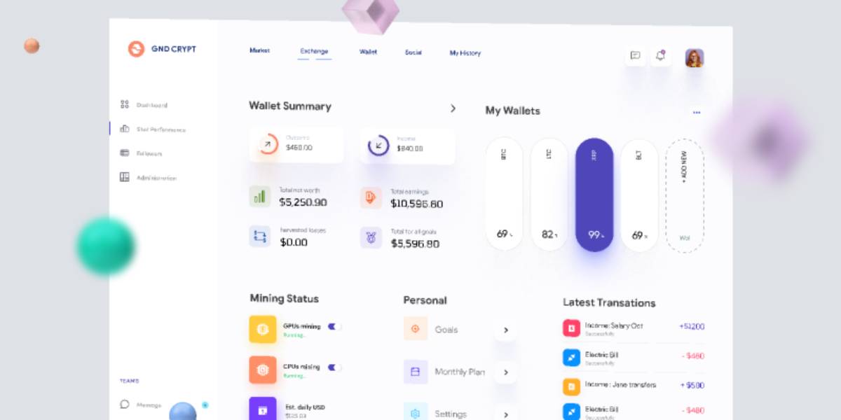 Dashboard UI for Crypto Currency Figma Template | UI4Free