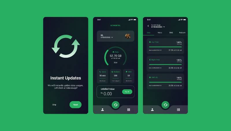 Data Usage Tracking App Figma Mobile Template | UI4Free